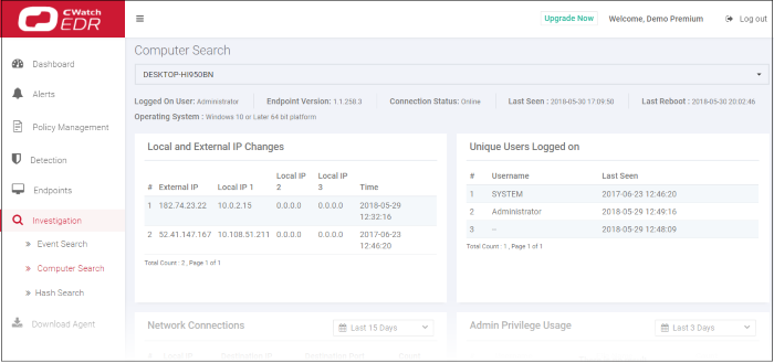 Comodo EDR Investigation, Endpoint Monitoring, Endpoint Protection, Comodo